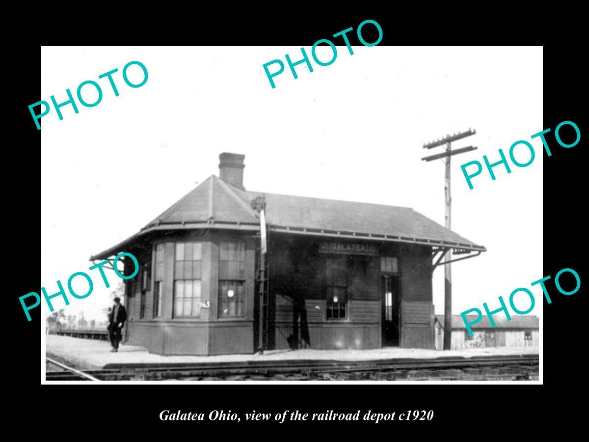 OLD 8x6 HISTORIC PHOTO OF GALATEA OHIO THE RAILROAD DEPOT STATION c1920 ...