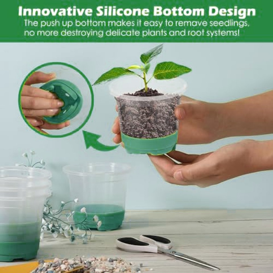 Transparent Plant Pots 12 Pieces with Drain Holes and Labels for Garden ...