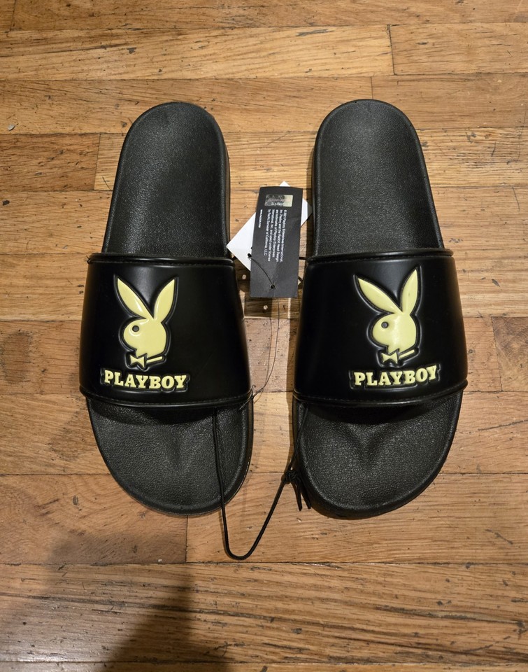 🅿️ PLAYBOY SLIDES Men's Size 10 - RARE - Slippers Sandals Bunny Pacsun ...