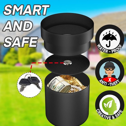 Black Hidden Flower Pot Safe For Keys And Valuables Outdoor Indoor ...
