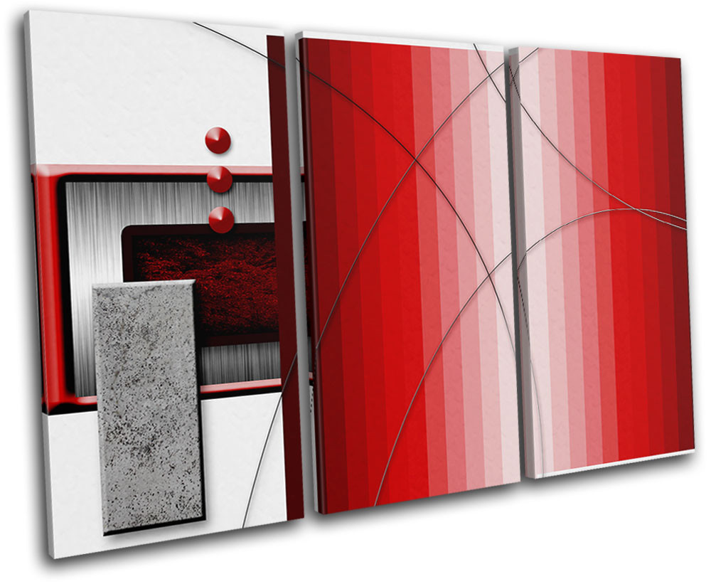 Abstract Red Art Collage Abstract TREBLE CANVAS WALL ART Picture Print ...
