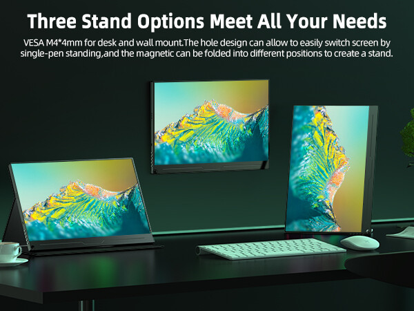 16.0" Portable Monitor 2K QHD HDMI USB C 1200:1 Display Screen for ...