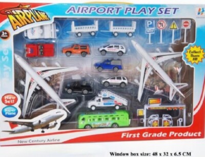 Kids Airport Play Set airplane Toy Airline Cargo Vehicle Great Twin ...
