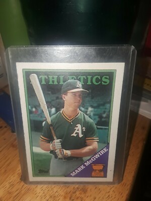 1988 Topps Mark McGuire rookie card #580 error green glow around bat | eBay