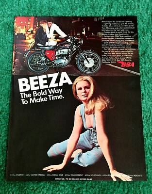 ORIGINAL 1969 BSA MOTORCYCLE MAGAZINE AD 650 LIGHTNING A65 PIN-UP ...
