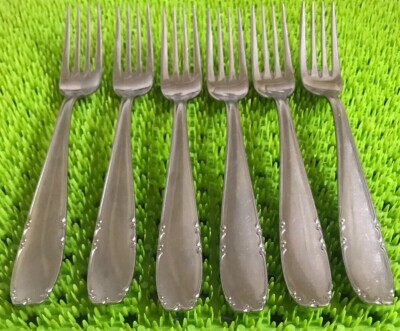 Justinus UNKNOWN PATTERN Stainless 6 Salad Forks Solingen Germany ...