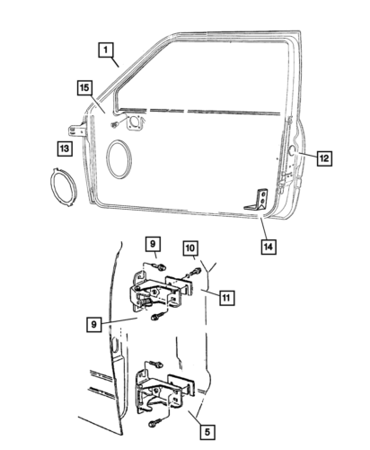 CHRYSLER OEM 96-02 Ram 1500 Front Door Lock Hardware-Lower Hinge ...