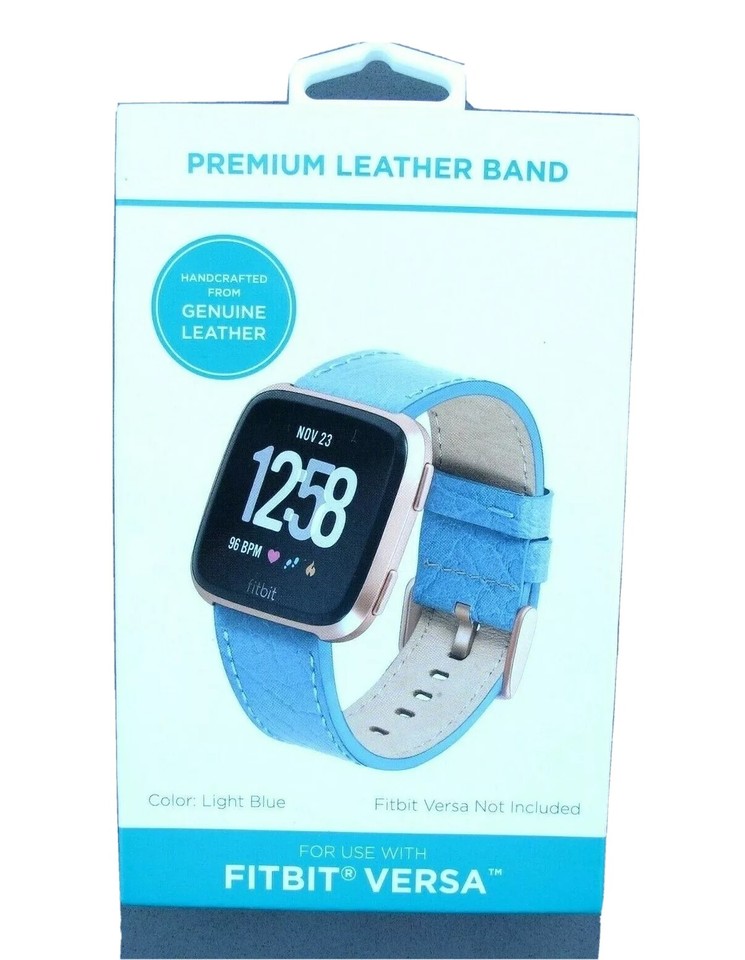 Leather Watch Band 38mm Light Blue for Fitbit Versa | eBay