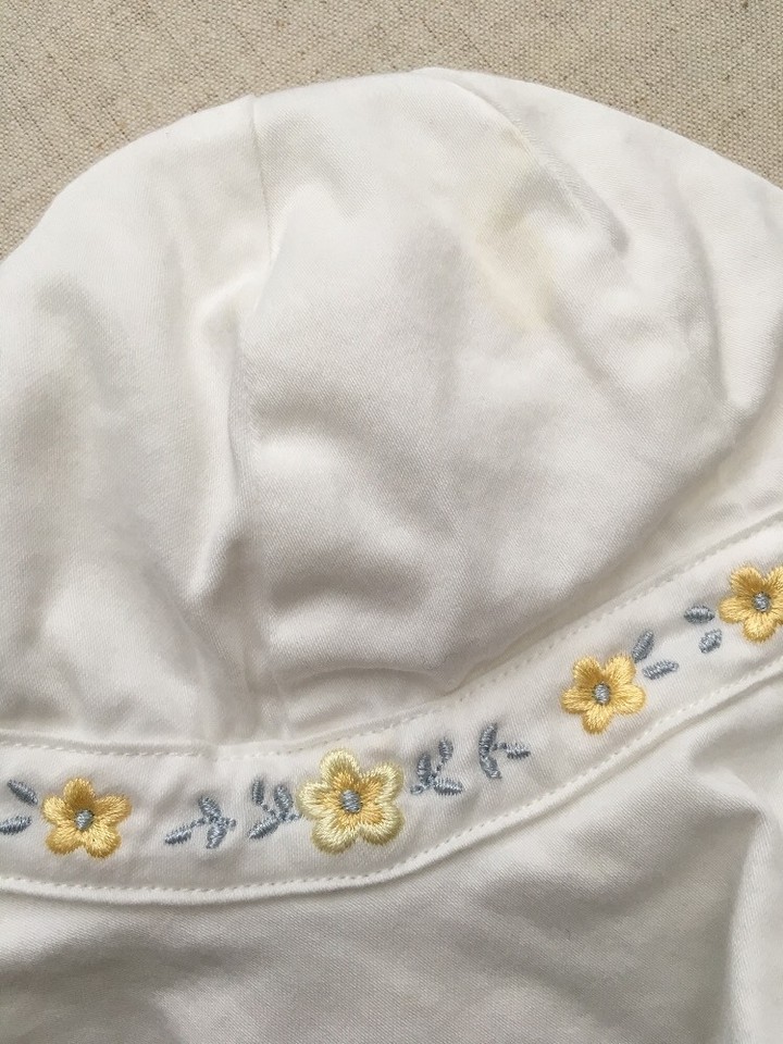 Koala Baby Sunhat Size 6-12mo, White, Yellow Embroidered Flowers Trim ...