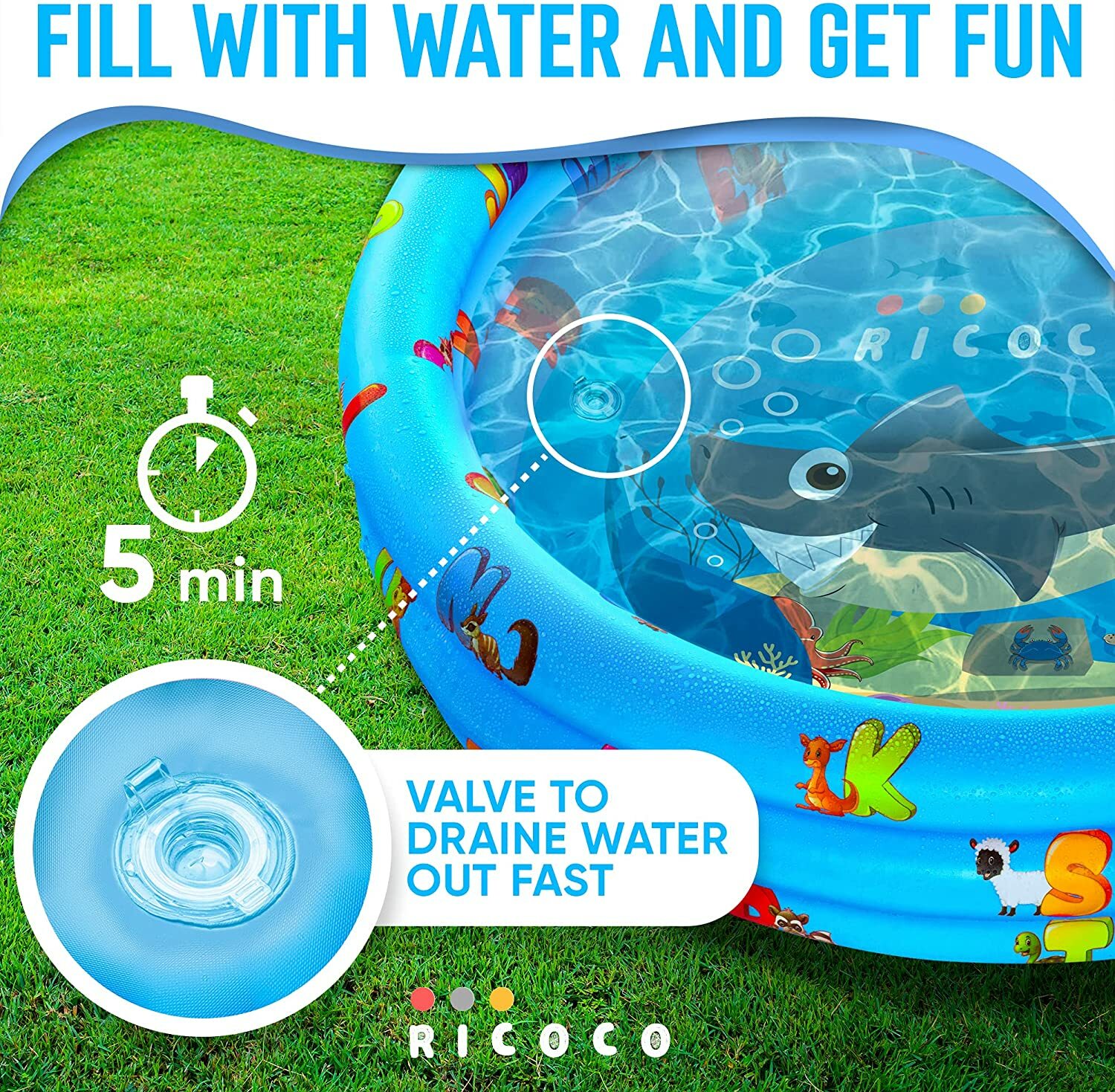 Kiddie Pool, 3-Ring Inflatable Kiddie Pools for Kids Baby Pool Small ...