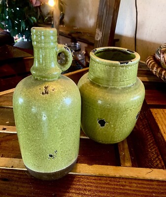 Gaia Hand Glazed Jug And Vase Set Batch #259 Chartreuse Green | eBay