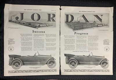 1917 JORDAN MOTOR CAR CO. 11x14" Automotive Print Ad VG 4.0 Success ...