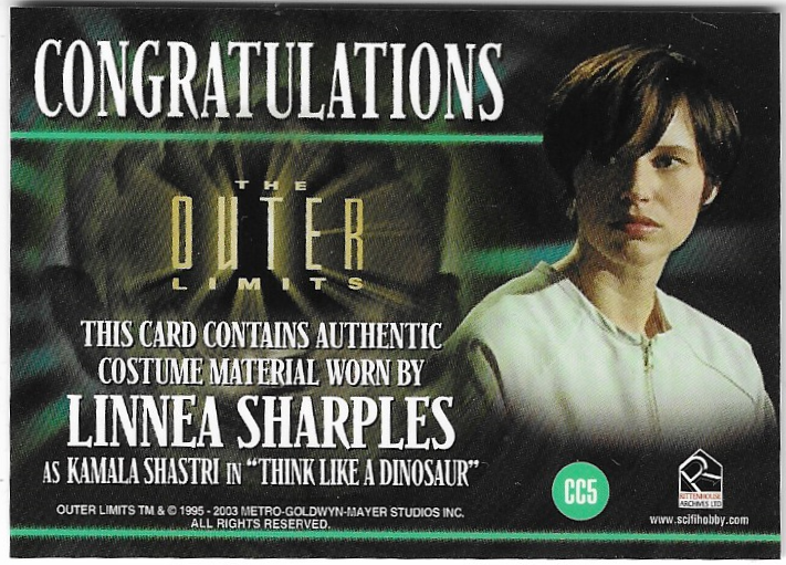 OUTER LIMITS AUTHENTIC COSTUME LENNEA SHARPLES THINK LIKE A DINOSAUR ...