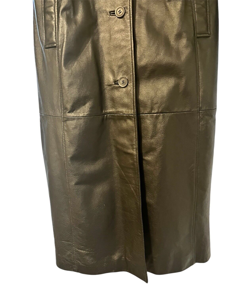 LONG REAL LEATHER COAT TRENCH JOY MATRIX MAXI STEAMPUNK GOTH DUSTER ...