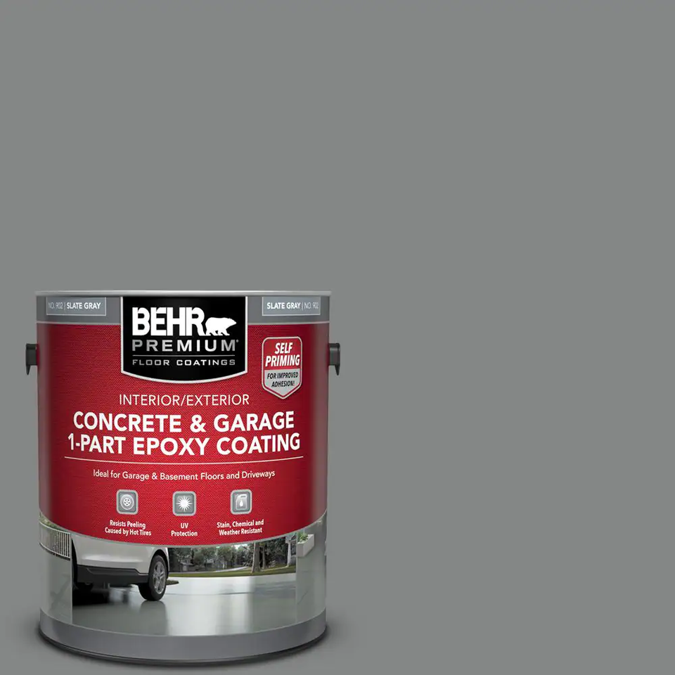 1 Gal. Slate Gray Floor Paint Epoxy Concrete For Garage Basement Patio ...