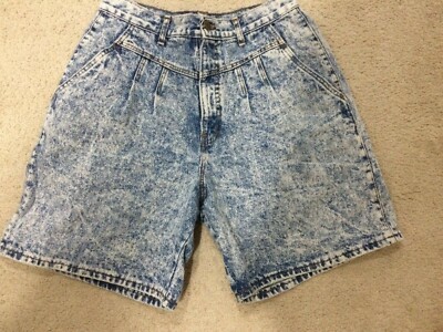 Vintage Chic Pleated High Waist Denim Stone washed Shorts Medium 80's ...