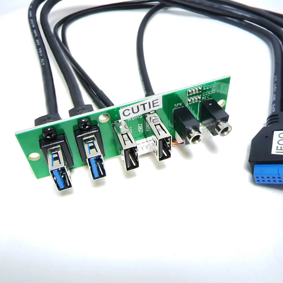 Host Case Front Panel Cable 19P 9Pin To 2-Port USB 2.0 3.0 HD Audio 3 ...