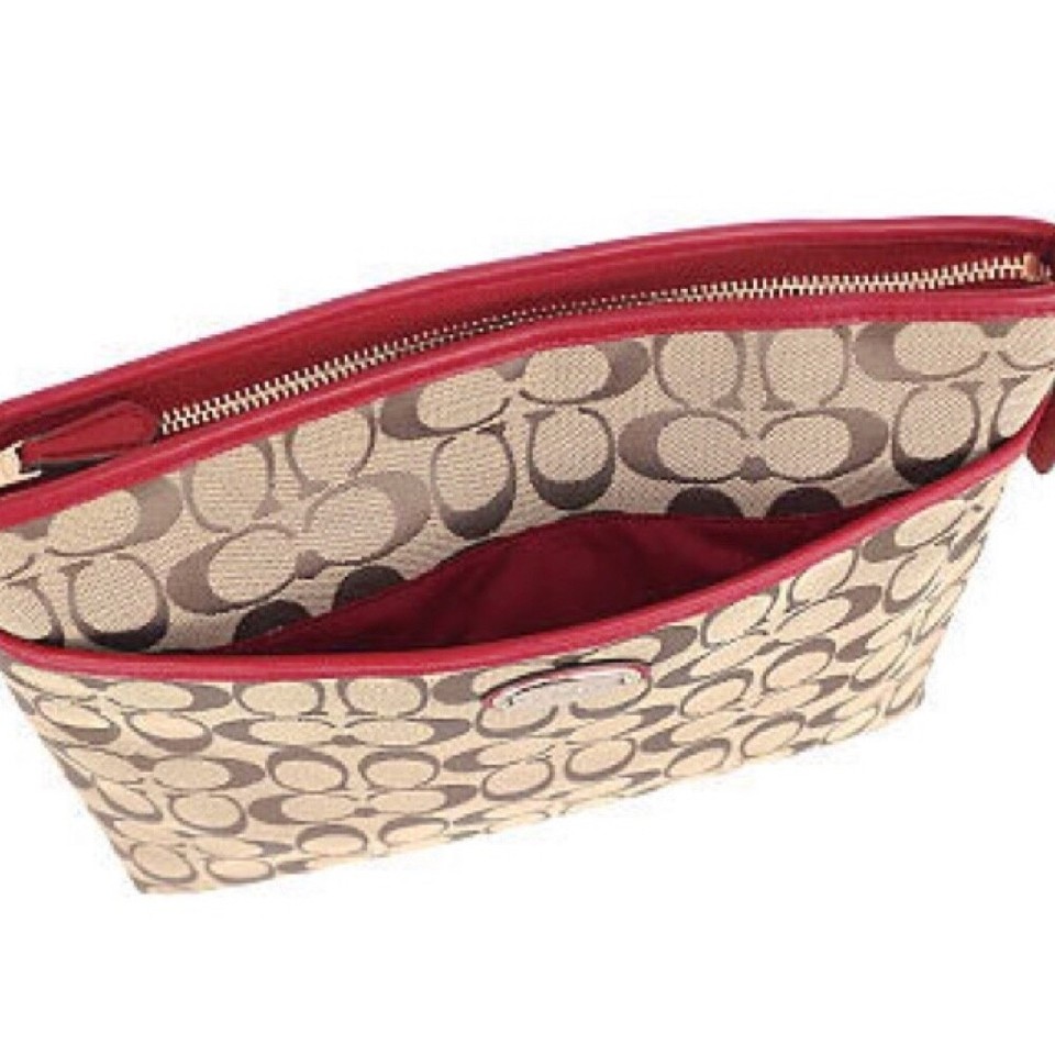 NWT-Coach Outline Signature Canvas Zip File Crossbody Bag (F36378) | eBay