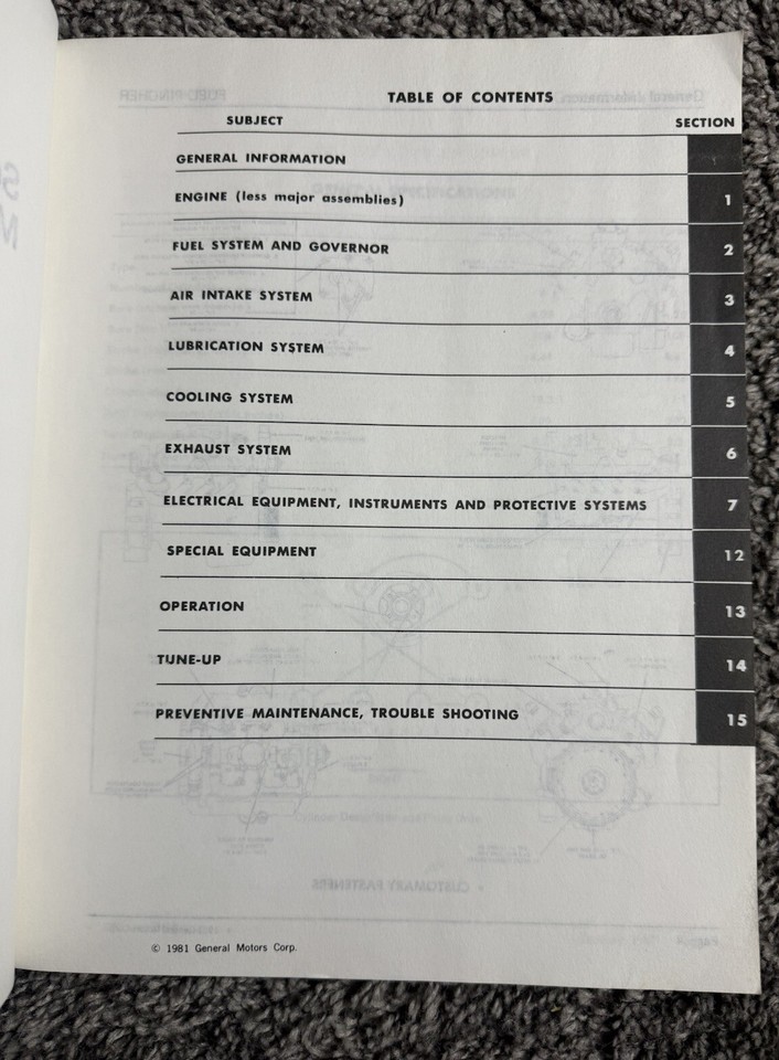 Detroit Diesel Engines Fuel Pincher Service Manual 1981 GM 8.2 L | eBay ...