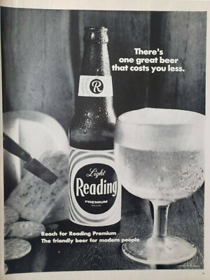Vintage 1969 Reading Beer Print Ad Ephemera Art Decor Light | eBay