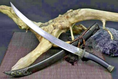 High Quality Mongolian Sabre Sharp HRC60 Folded Steel Sword Cavalry ...