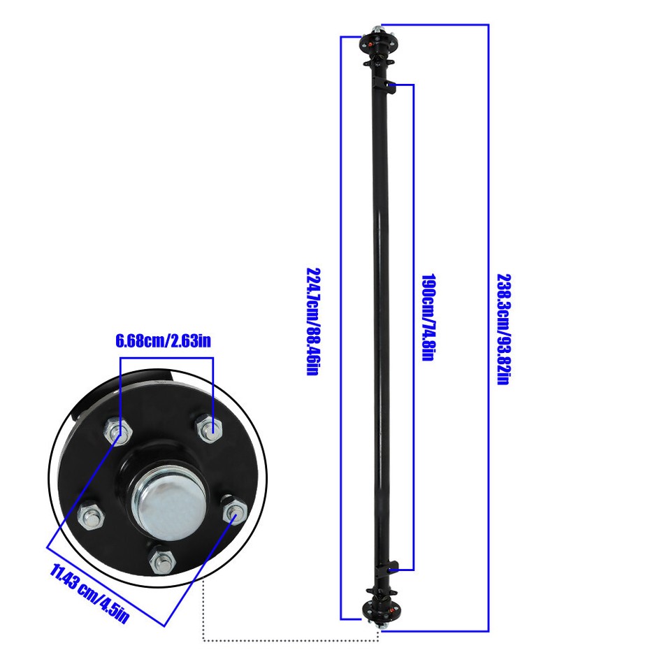 LABLT 3.5K Trailer Axle 5lug Trailer, Cargo, Dump Utility Axle 3500lbs ...