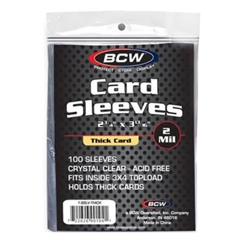 BCW Thick Card Penny Sleeves 100 Pack Holds up to 240pt Baseball ...