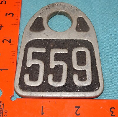 TWO SIDED # 559 = VINTAGE HASCO ALUMINUM DAIRY CATTLE FARM COW TAG ...