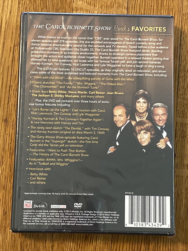 The Carol Burnett Show: Carol's Favorites - DVD 6 Disc Set Unedited ...