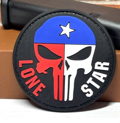 PVC Tactical Morale Patch, Punisher Skull Texas Flag Patch, Lone Star ...