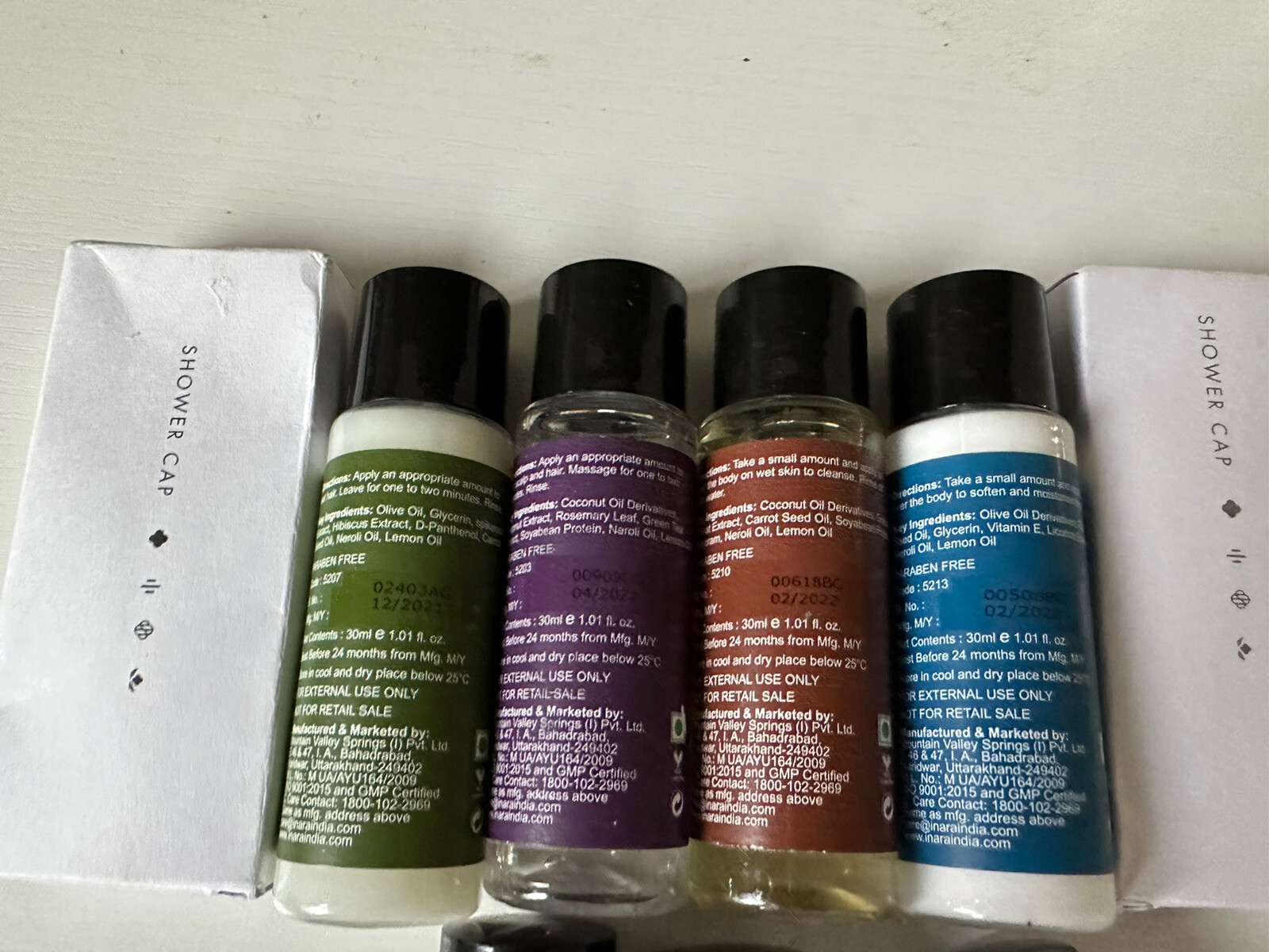 Inara Shampoo, Conditioner, Body Wash, Body Lotion, Shower Cap ...