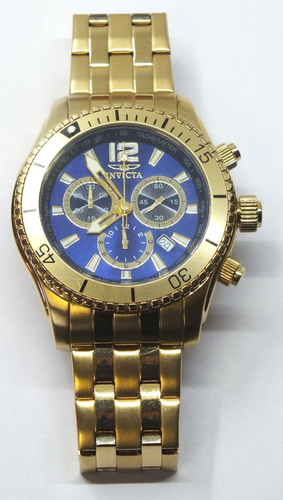 Invicta 11 Specialty 6623 Blue Dial Gold-Tone Men's Wristwatch - H256 ...