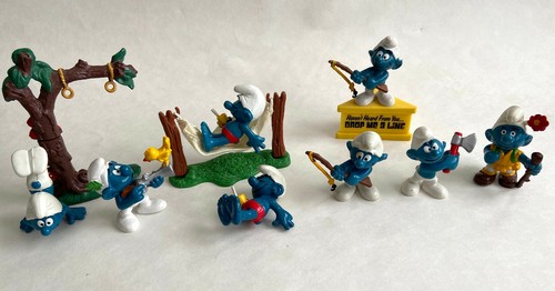 Lot 8 OUTDOOR Smurfs Trapeze Hammock Hunter Angler Woodcutter Hiker ...