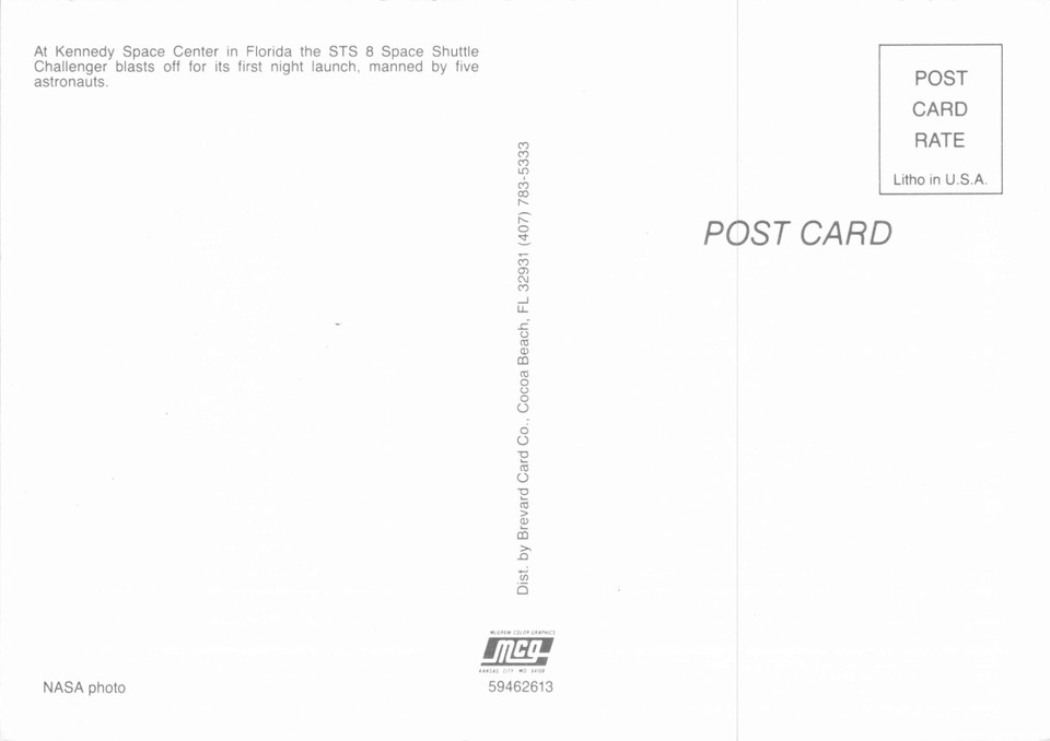 STS 8 Space Shuttle Challenger Night Launch- Kennedy Space Center-FL ...