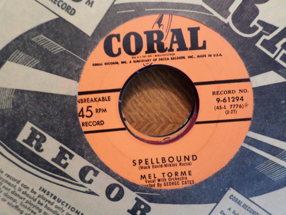 CORAL 45 RECORD / MEL TORME /SPELLBOUND/ALL OF YOU/ EX VINYL/ JAZZ | eBay