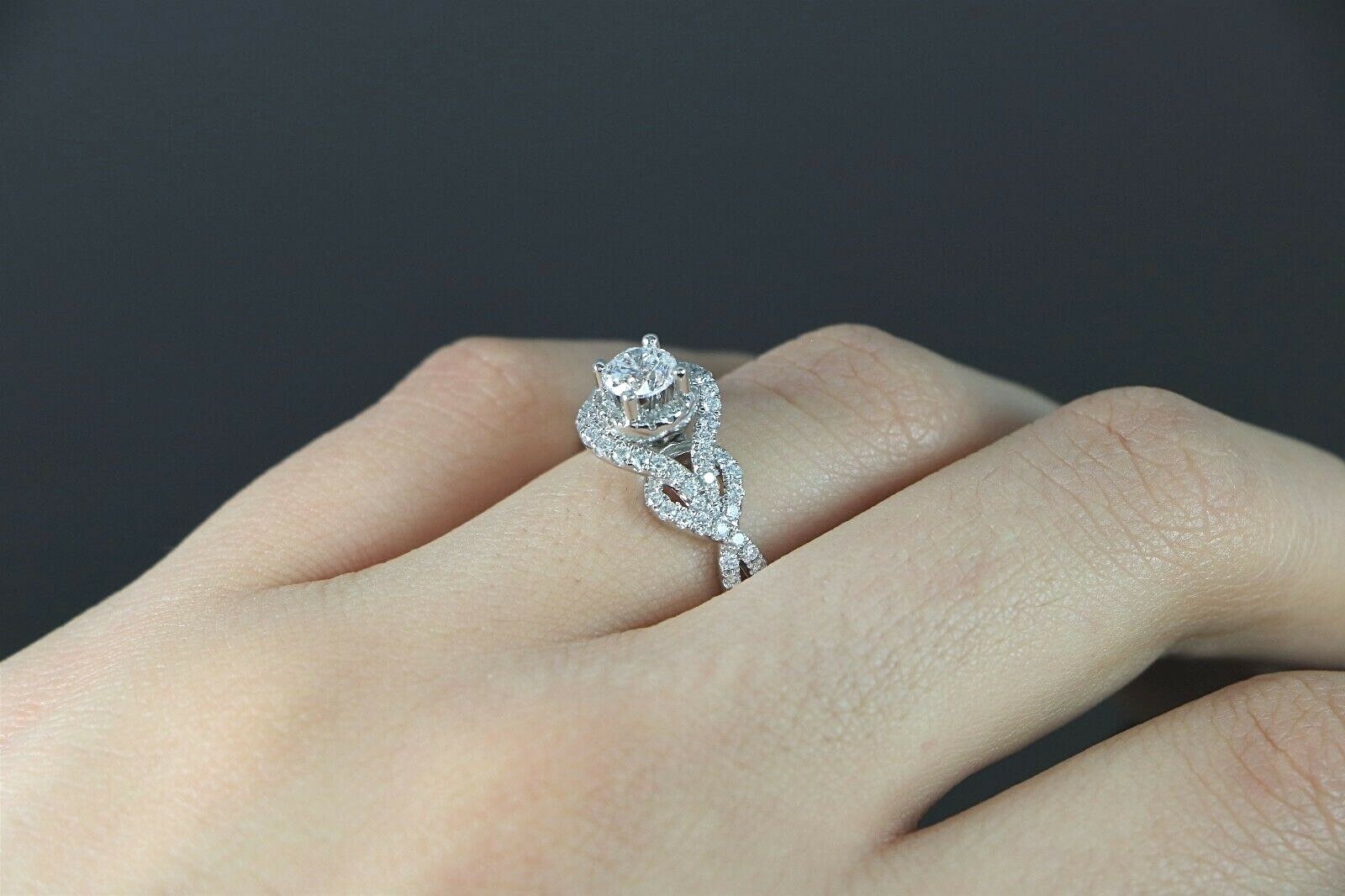 $3,950 ZEI 14K White Gold 1.05ct Round Diamond Engagement Crossover ...