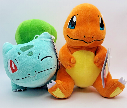 Pokemon Plush Charmander Bulbasaur Jazwares Starter Set 8" & 9" Stuffed ...