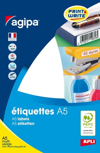 White Labels 16 Sheets A5 97.5x68mm 64 Pieces - Apli Agipa | eBay