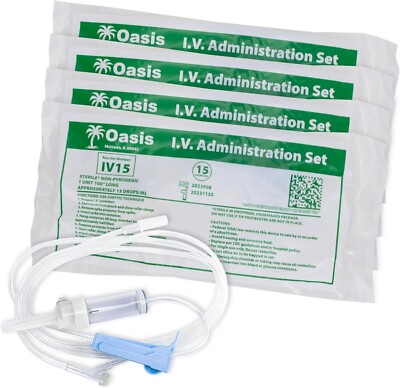 IV Administration Sets, Sterile, Includes Injection Site, 15 Drip/mL ...