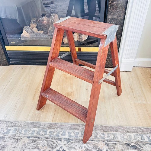 Vtg Wooden Step Ladder Rustic Farmhouse Ladder farmhouse plant stand 22 ...