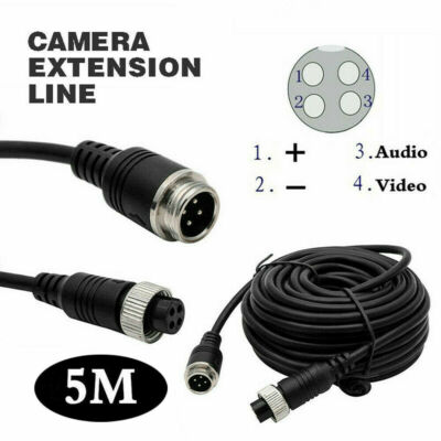 5M 4Pin Video Extension Cable Wire For Rear View Reversing Camera Car ...