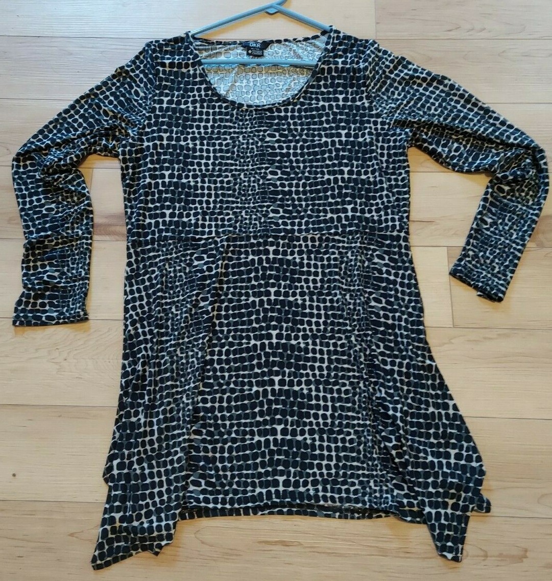 DKR Women's XL Tunic Top Long Sleeves Stretchy Slinky Long Shirt Flowy ...