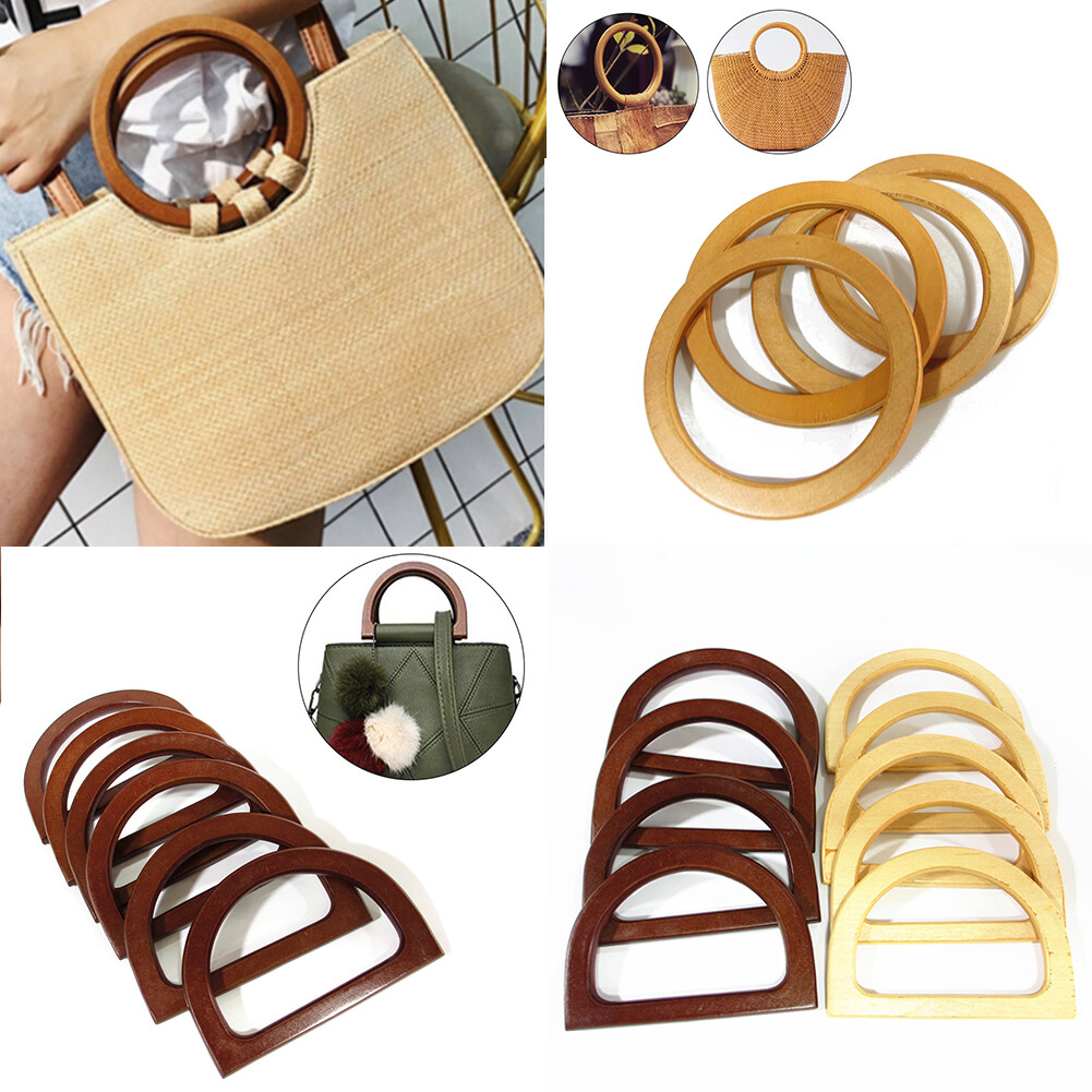 Totes Bag Round Wood Handle Replacement DIY For Handbag Handle Ring ...