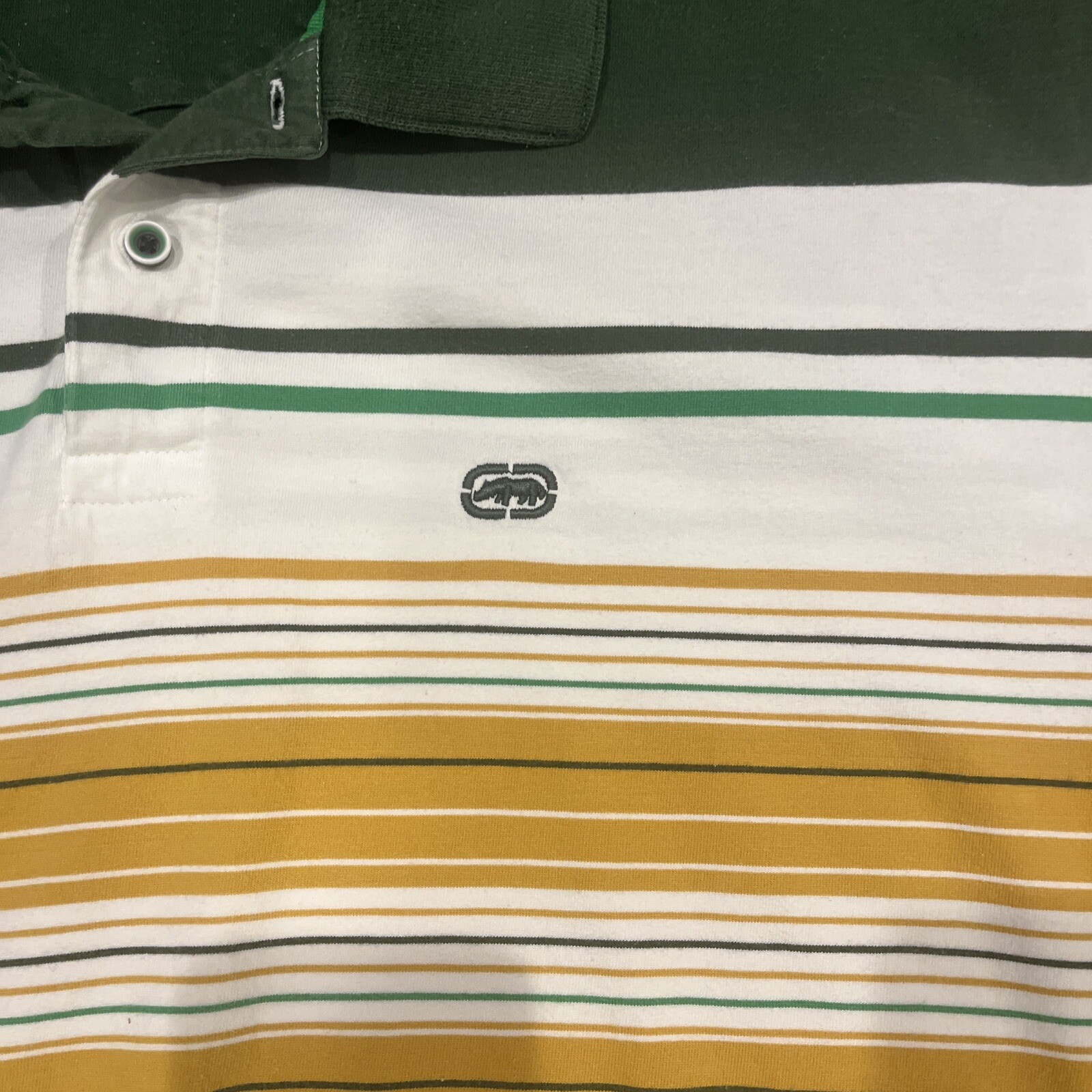 Vintage Ecko Unltd. Polo Shirt Adult 3XL Green Striped Streetwear Hip ...