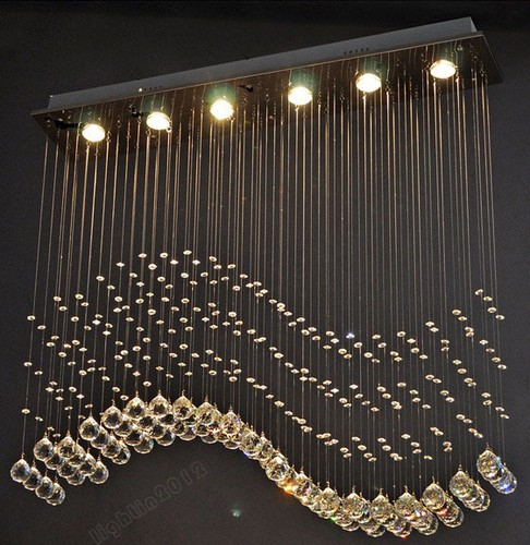 New Modern Wave Crystal Pendant Light Ceiling Lamp Lighting Rain Drop ...