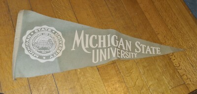 Vintage Michigan State University Pennant Felt 29" Triangle Flag Banner ...