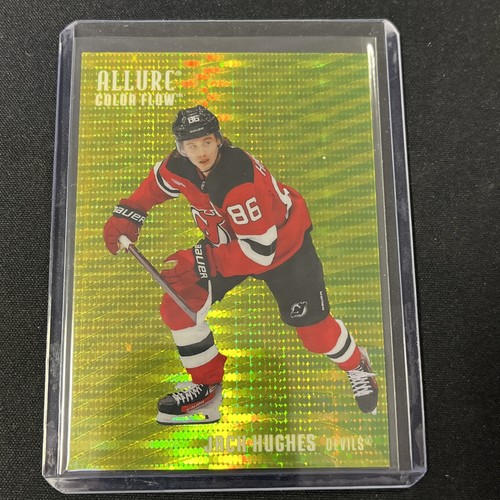 Jack Hughes 2025-26 UD Allure #CF-21 Color Flow Yellow-Green Spectrum ...