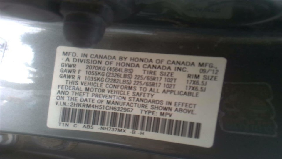 Engine 2.4L VIN M 5th Digit Fits 12-14 CR-V 30634326 | eBay