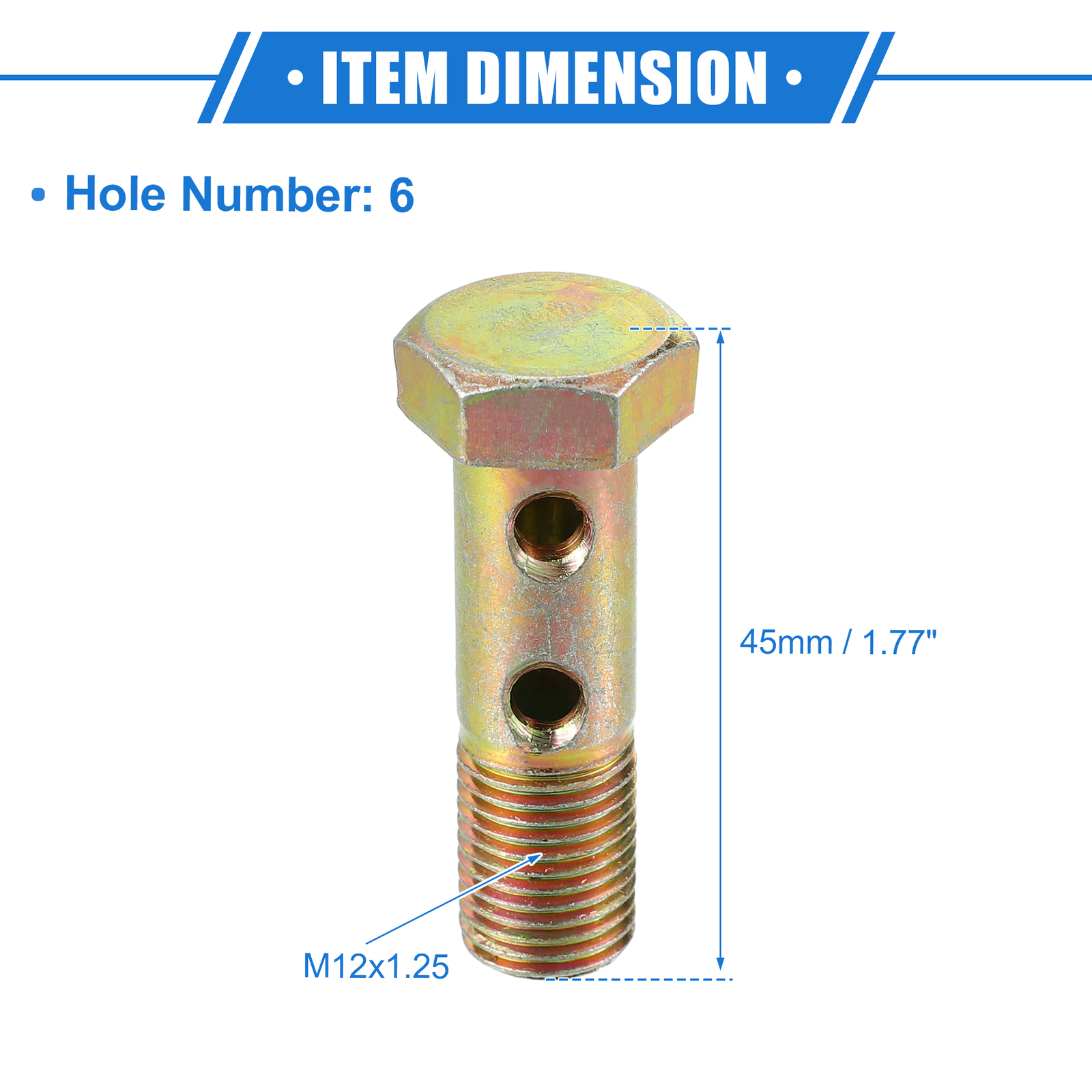 Universal Piece of 1 M12x1.25 Metric Thread Turbo Brake Line Fitting ...
