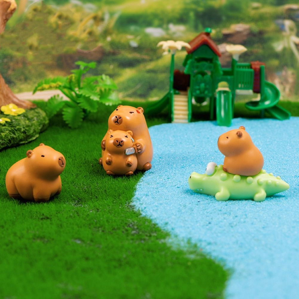 Resin Cartoon Capybara Statue DIY Mini Animals Figurine Party Festival ...